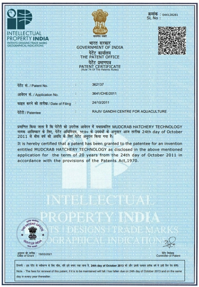 Mangrove Mud crab Hatchery Project of Rgca